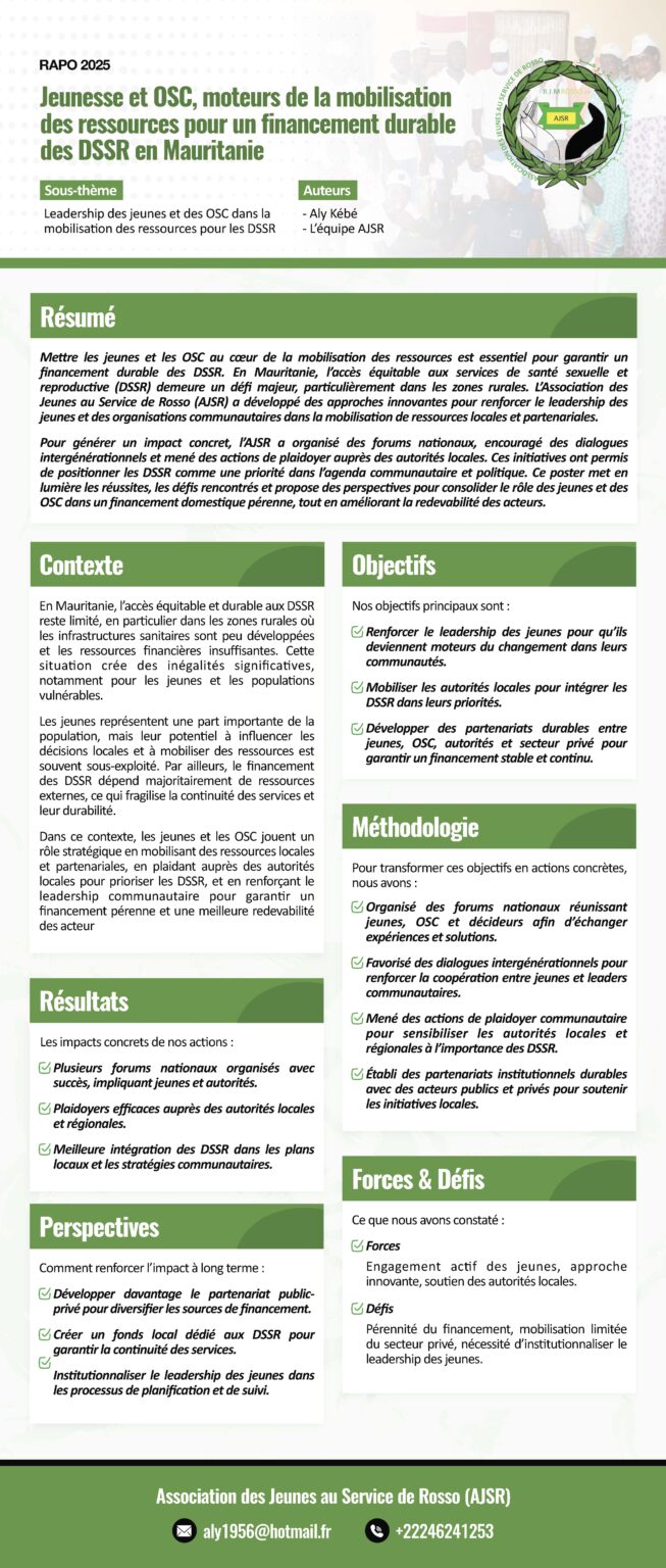 RAPO 2025 : Prix des meilleurs poster - Partenariat de Ouaga